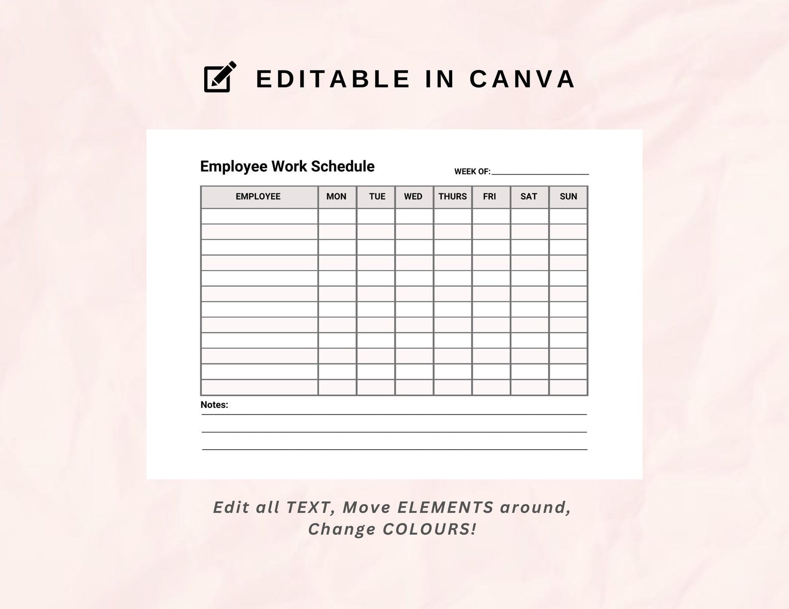 Employee Work Schedule Fully Editable and Printable, Employee Work ...
