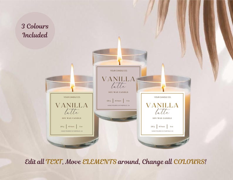 Editable Candle Label Template, Printable Candle Label, DIY Candle ...