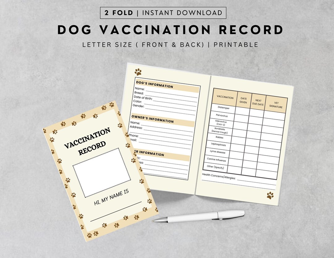 Editable Dog Vaccination Record, Printable Dog Vaccination Record, PET ...