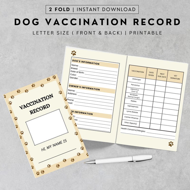 Dog Vaccination Record - Etsy