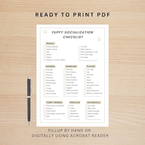PRINTABLE Puppy Socialization Checklist, Dog Socialization, Puppy ...