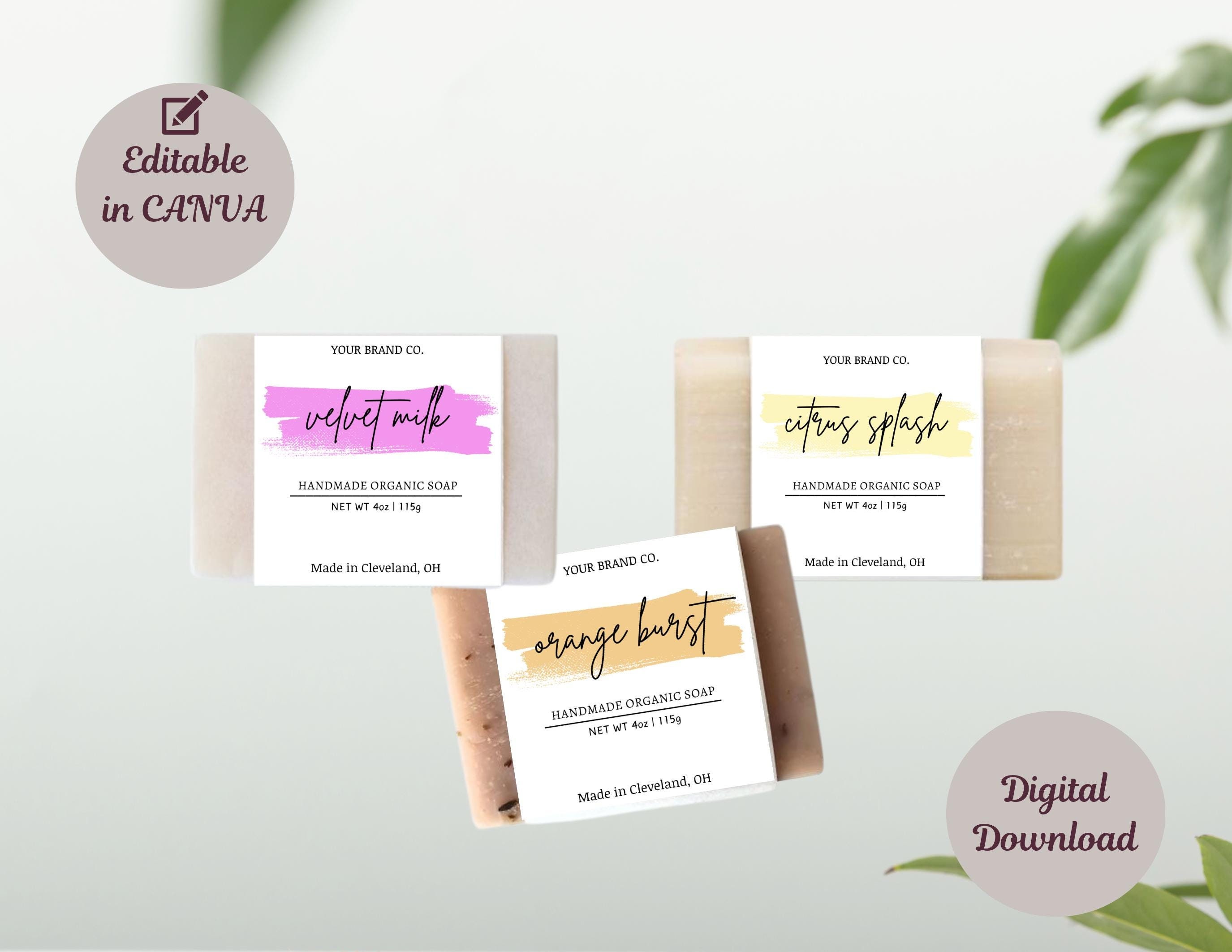 Editable Soap Label Template Canva, Printable Soap Bar Template, Soap ...