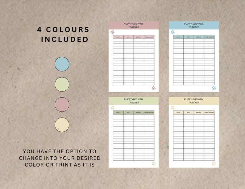 Printable Puppy Growth Tracker, Fillable PDF Puppy Growth Tracker ...