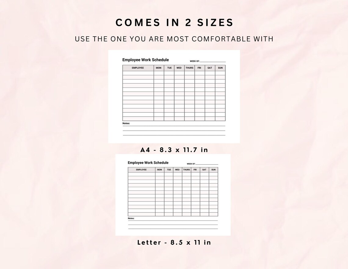 Employee Work Schedule Fully Editable and Printable, Employee Work ...