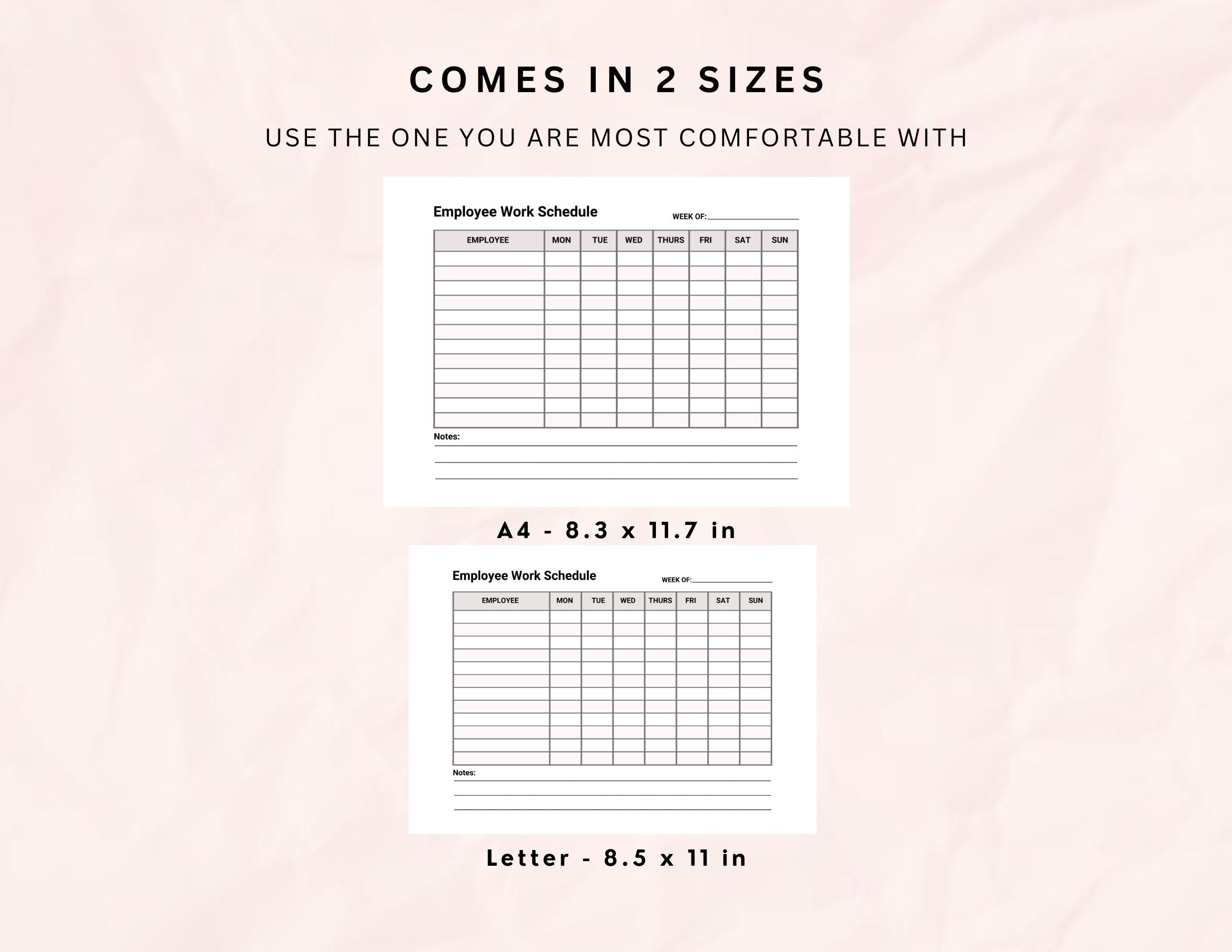 Employee Work Schedule Fully Editable and Printable, Employee Work ...