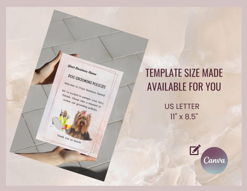 Basic Dog Grooming Policies Forms Pack Editable Form in Canva for ...