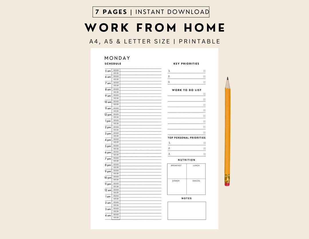 24 Hour Daily Planner Printable, Daily to Do List for Work / Personal ...