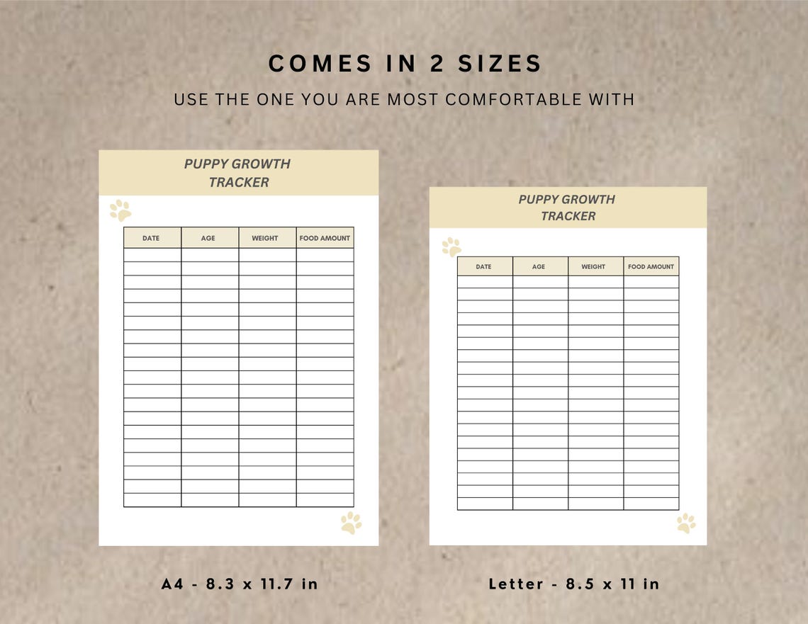Printable Puppy Growth Tracker, Fillable PDF Puppy Growth Tracker ...