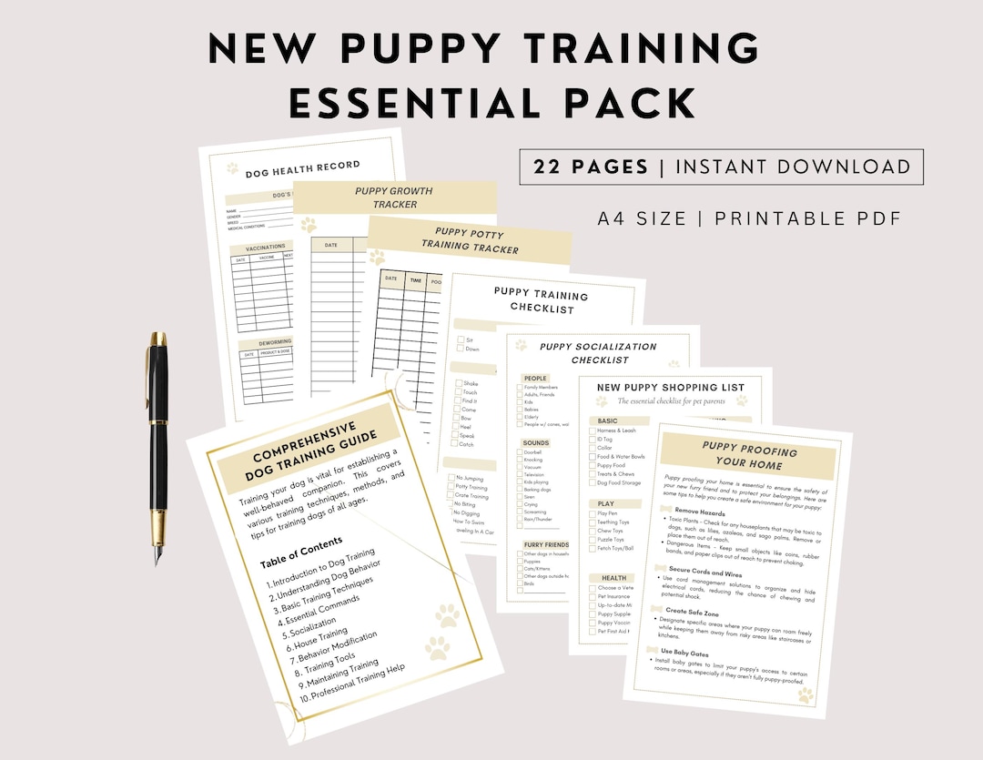 Printable New Puppy Essential Training Pack, Dog Training, Puppy ...