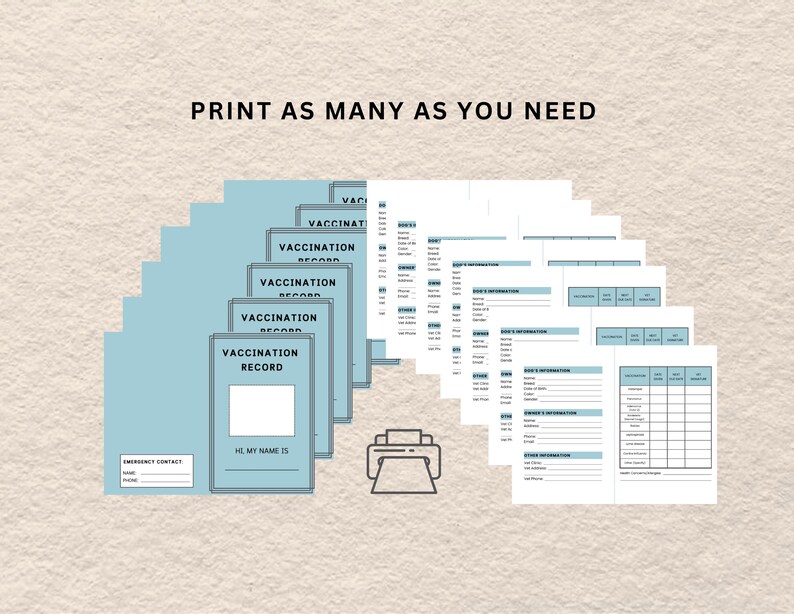 Editable Dog Vaccination Record, Printable Dog Vaccination Record, PET ...