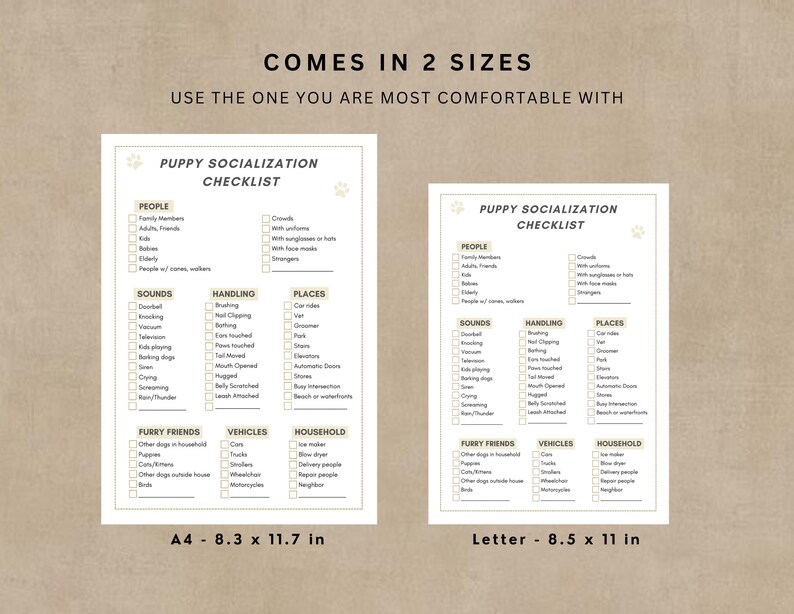 PRINTABLE Puppy Socialization Checklist, Dog Socialization, Puppy ...