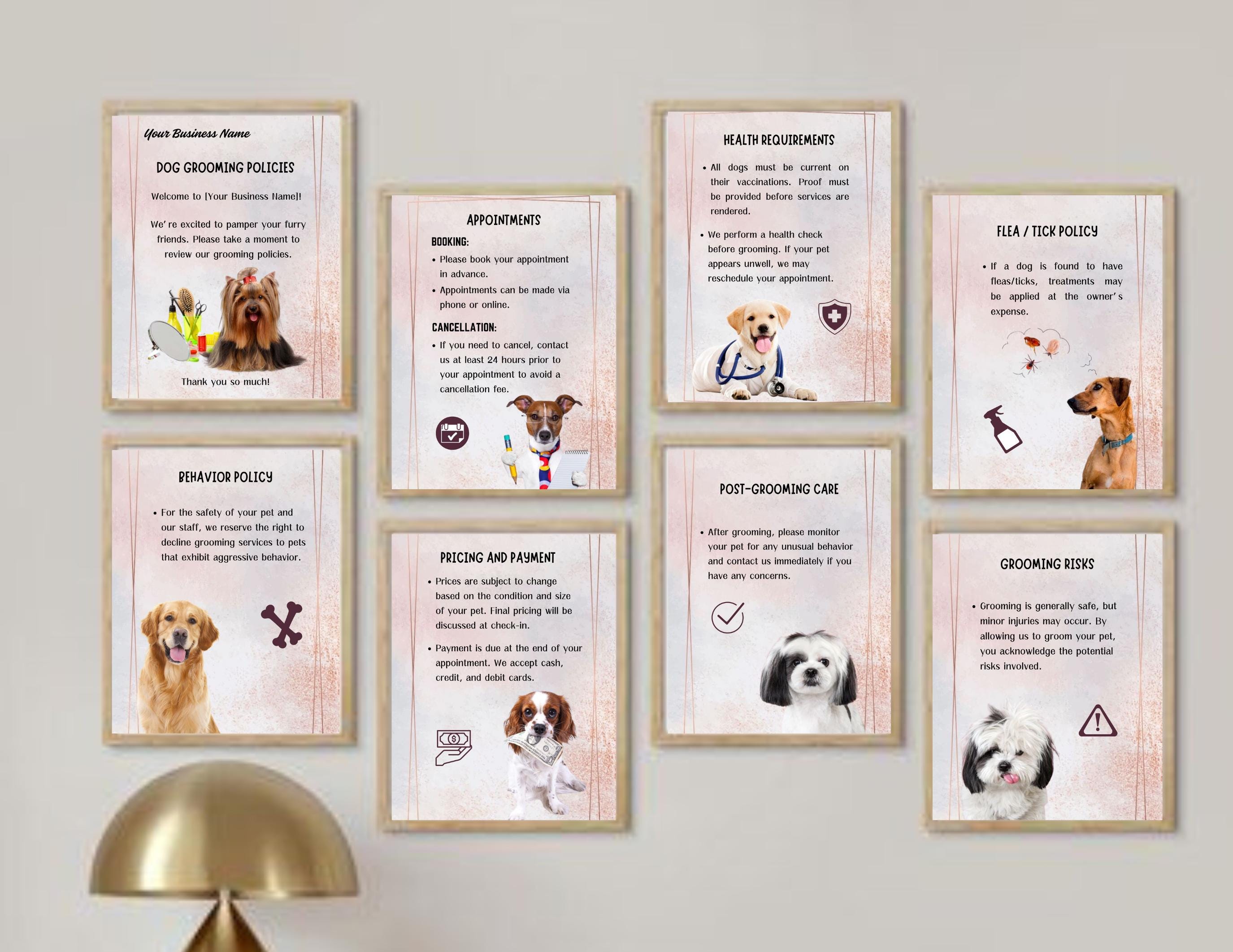 Basic Dog Grooming Policies Forms Pack Editable Form in Canva for ...