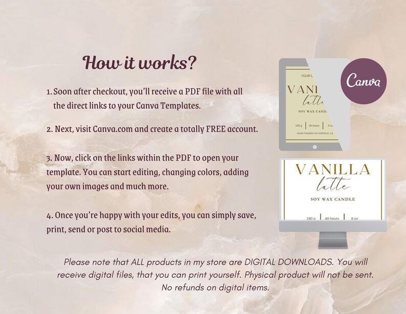 Editable Candle Label Template, Printable Candle Label, DIY Candle ...