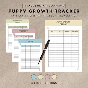 Printable Puppy Growth Tracker, Fillable PDF Puppy Growth Tracker ...