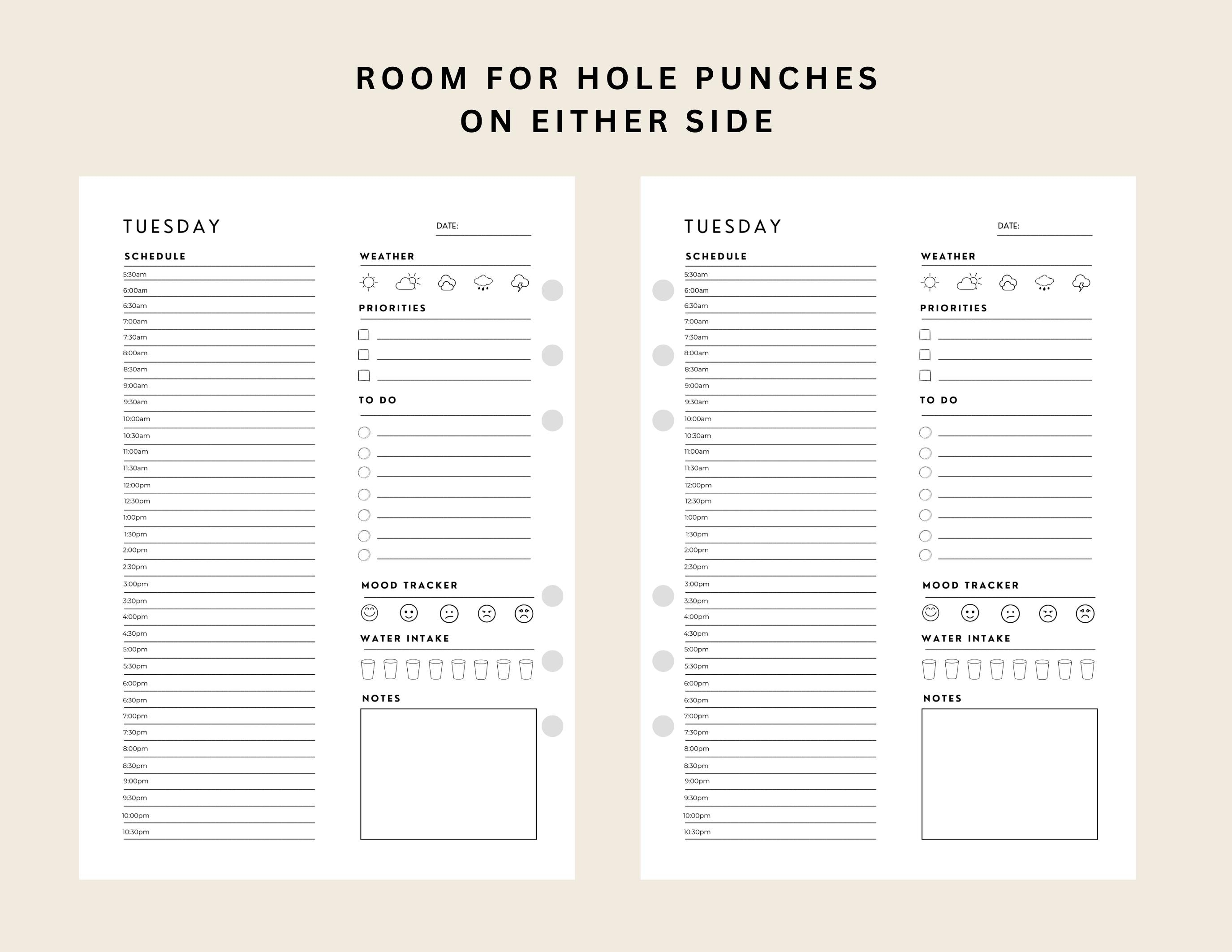 Printable 7 Day Planner, Daily Planner, Weekly Planner, Half Hourly ...