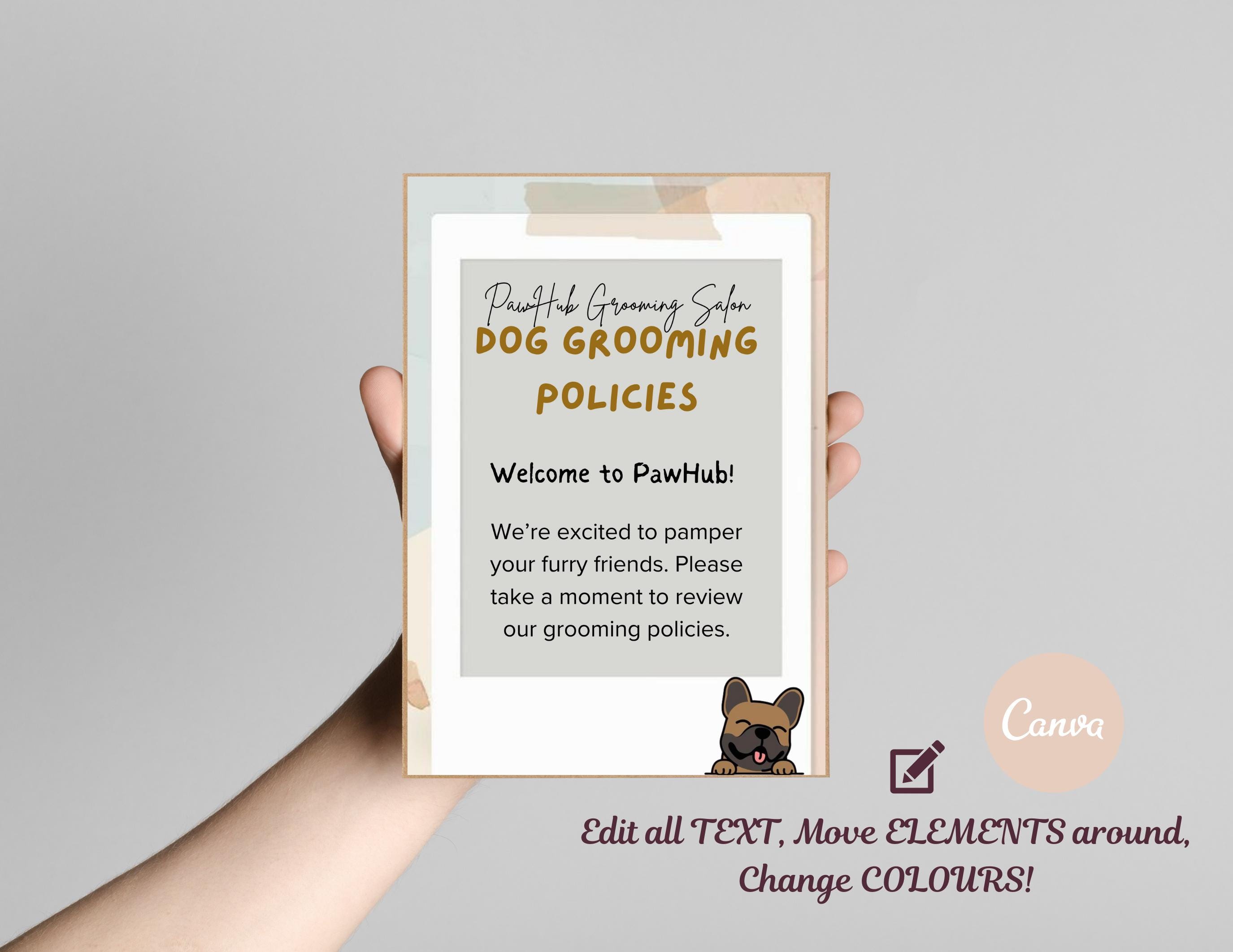 Basic Dog Grooming Policies Forms Pack Editable Form in Canva for ...