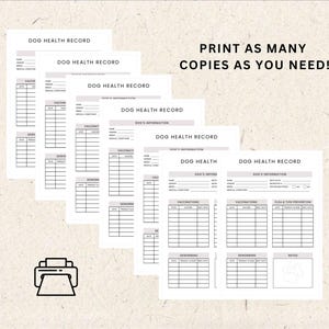 Dog Health Record, Pet Health Record, Dog Breeder Forms, Dog Owner ...