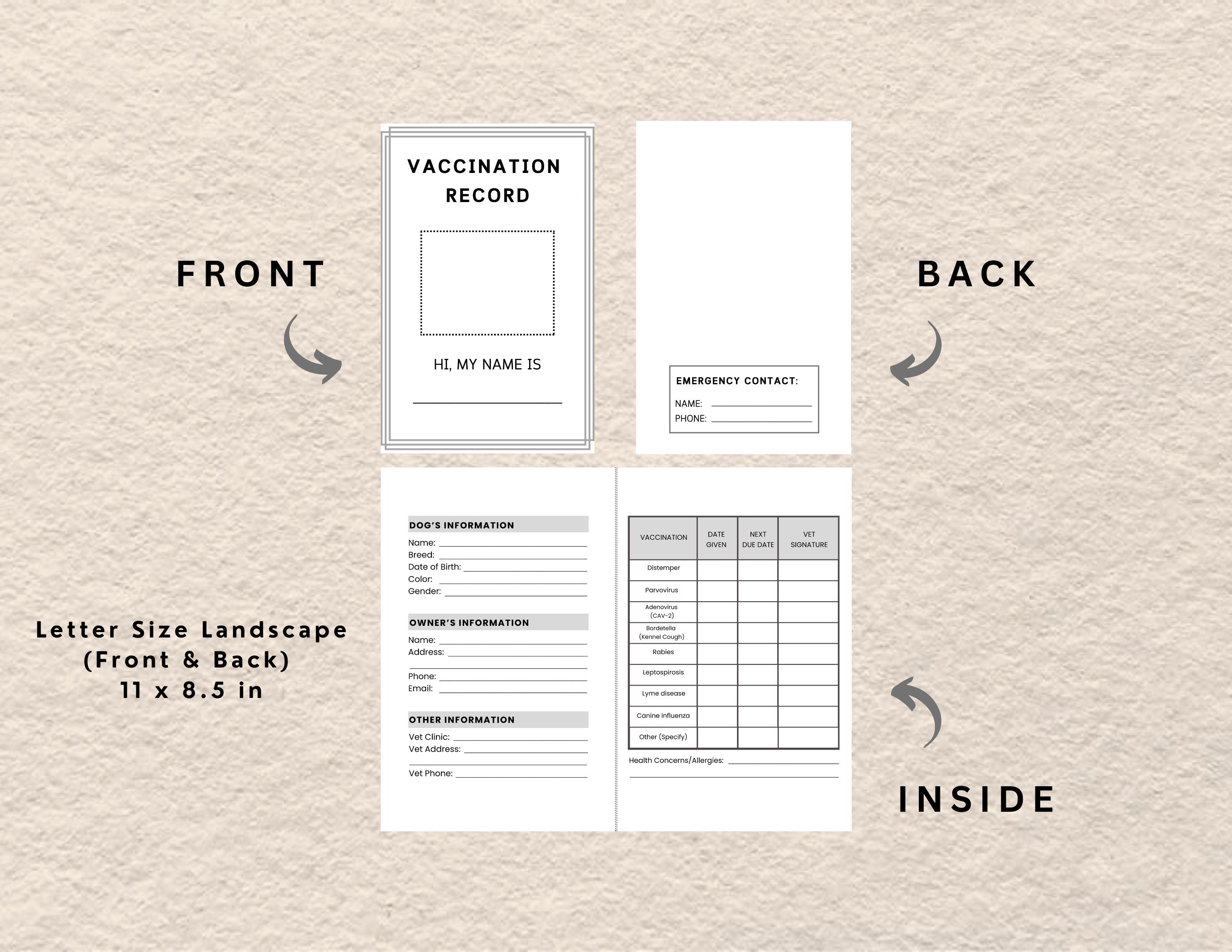 Editable Pet Vaccination Record, Printable Dog Vaccination Record, PET ...