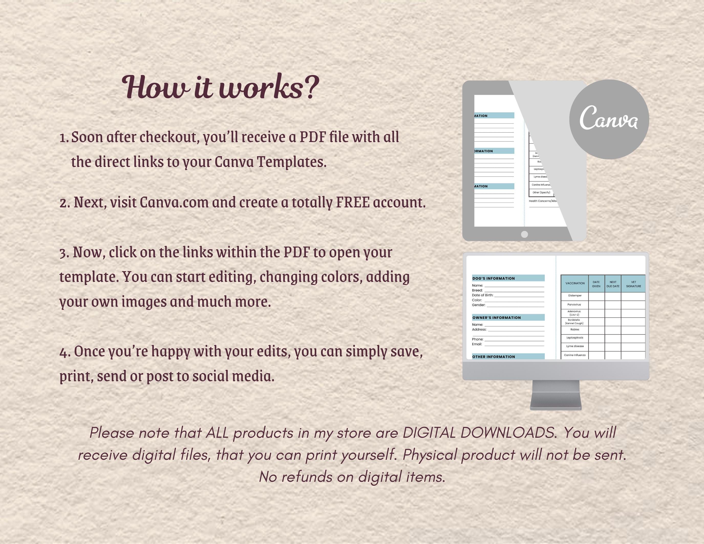 Editable Dog Vaccination Record, Printable Dog Vaccination Record, PET ...