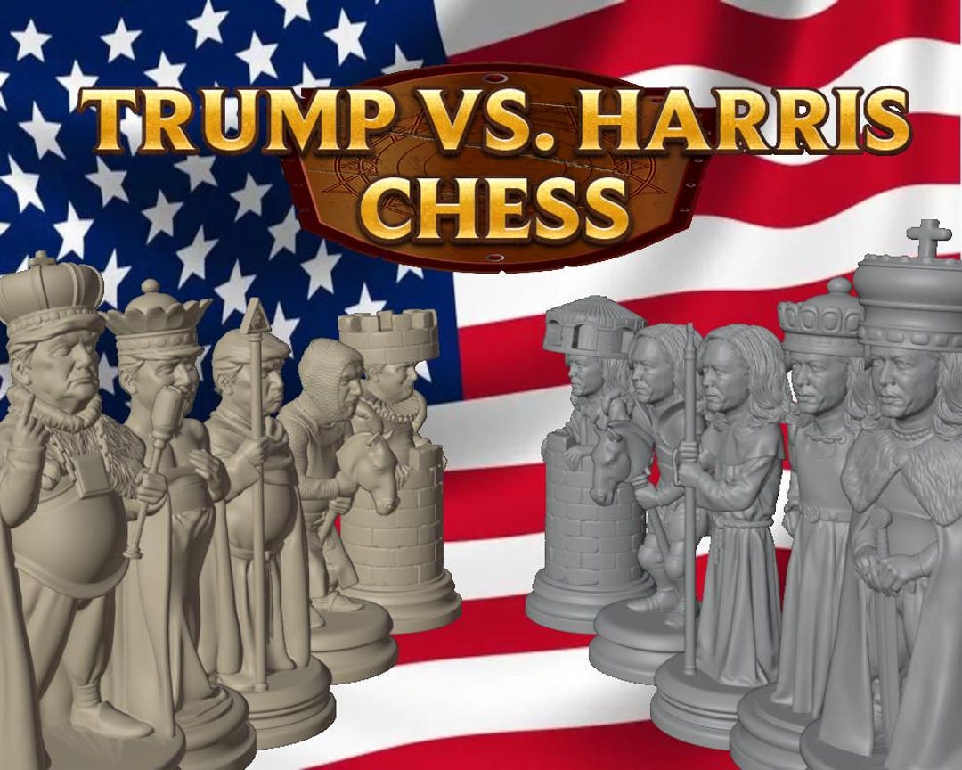 Trump Vs. Harris Chess Set With American Flag Roll-up Board - Etsy