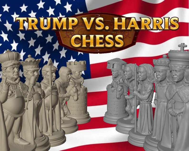 Trump Vs. Harris Chess Set With American Flag Roll-up Board - Etsy