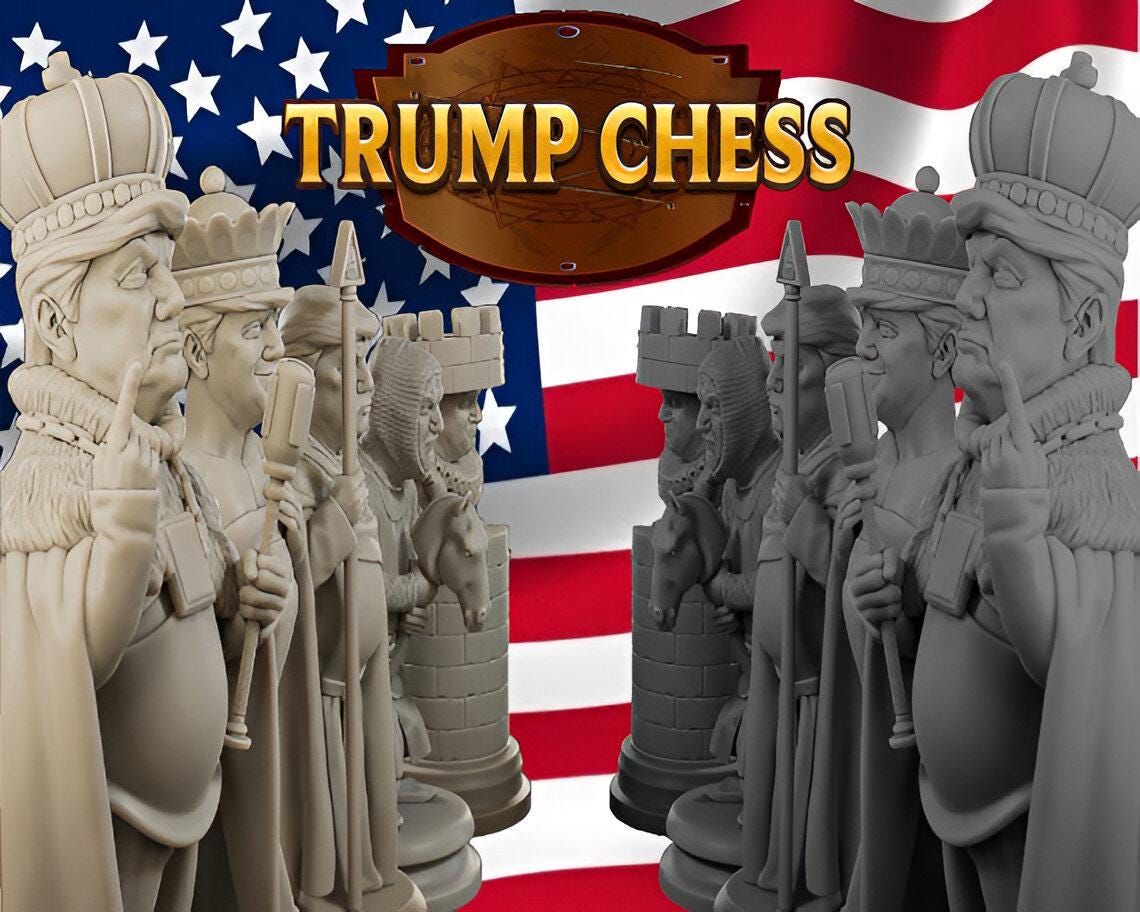 Trump Chess Set With American Flag Roll-up Board - Etsy
