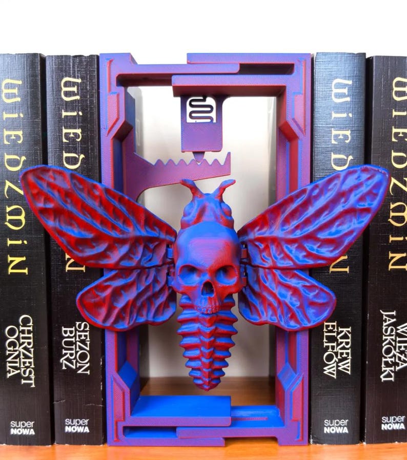 Skull Moth Book Nook Bookend Library Home Decoration - Etsy