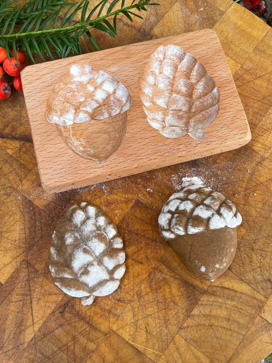 Acorn and Pinecone Wooden Cookie Cutter. Festive Acorn Cookie Cutter ...