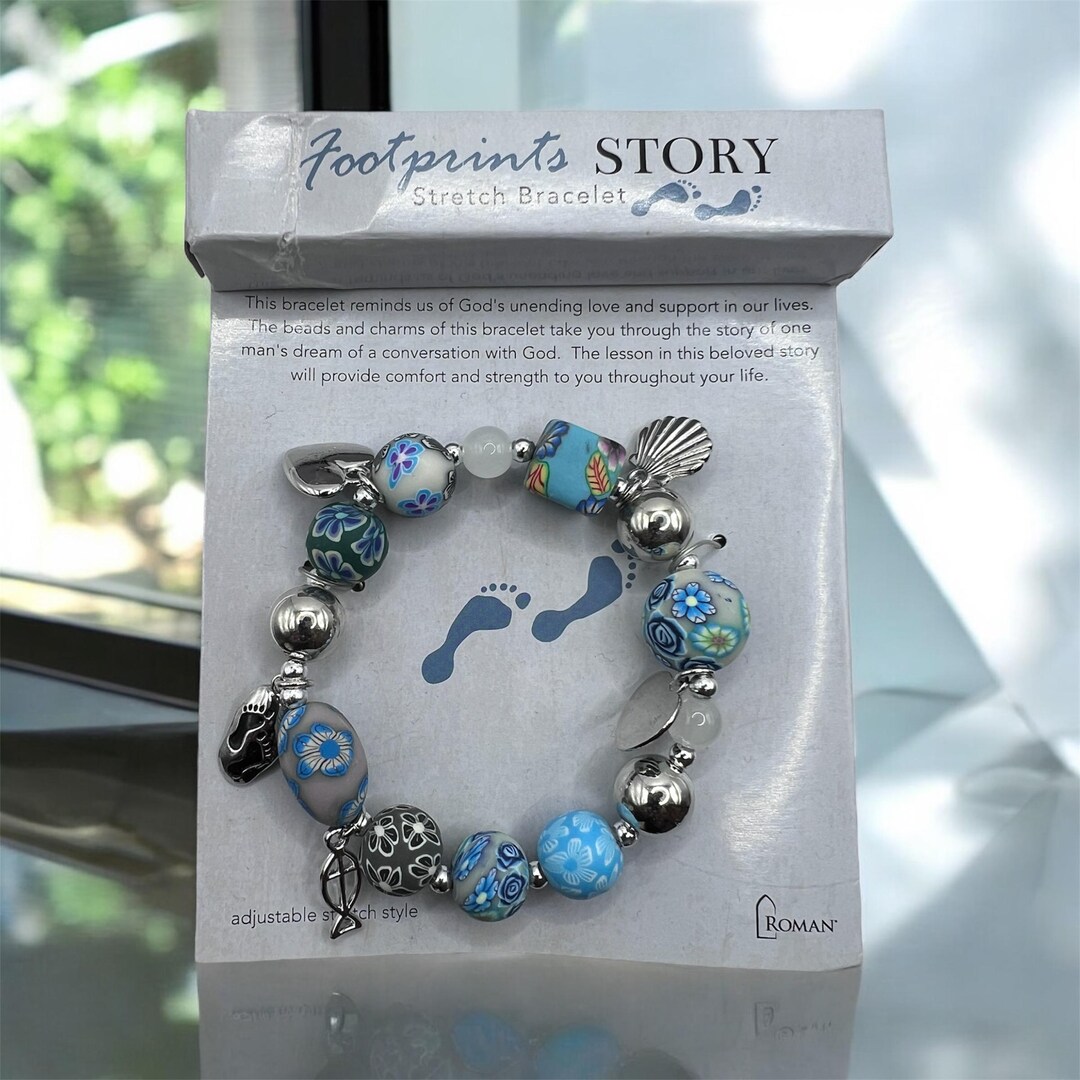 Roman Jewelry-footprint Story Stretch Bracelet With Handmade Ornate ...