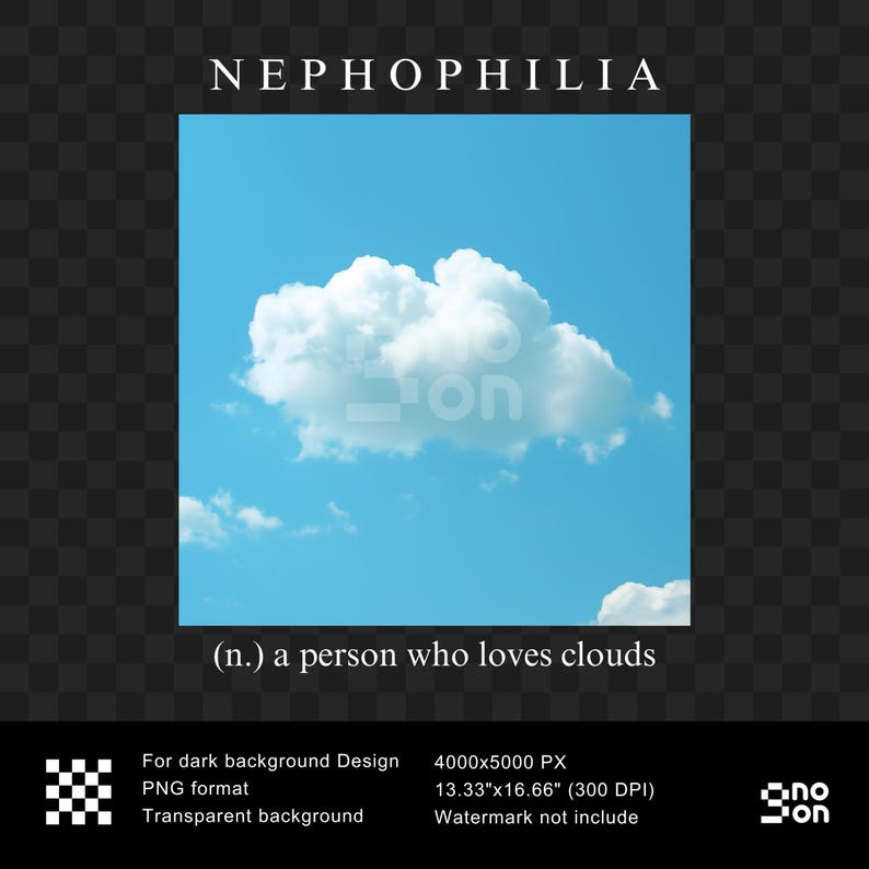 Nephophilia Definition: Blue Sky and Clouds PNG File Instant Download ...