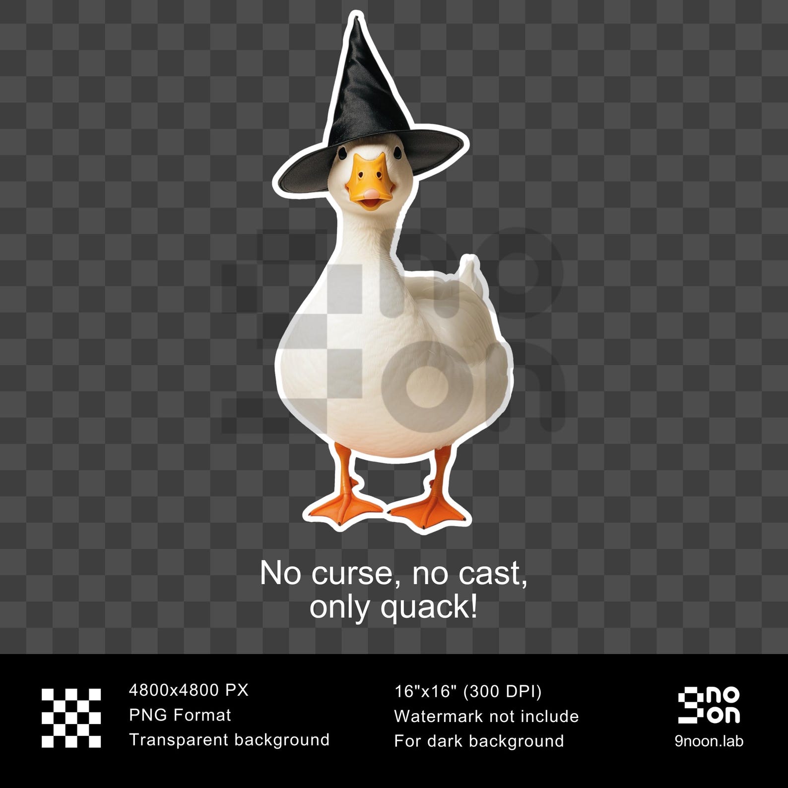 Duck Witch Halloween Clipart - "no Curse, No Cast, Only Quack!" - High ...