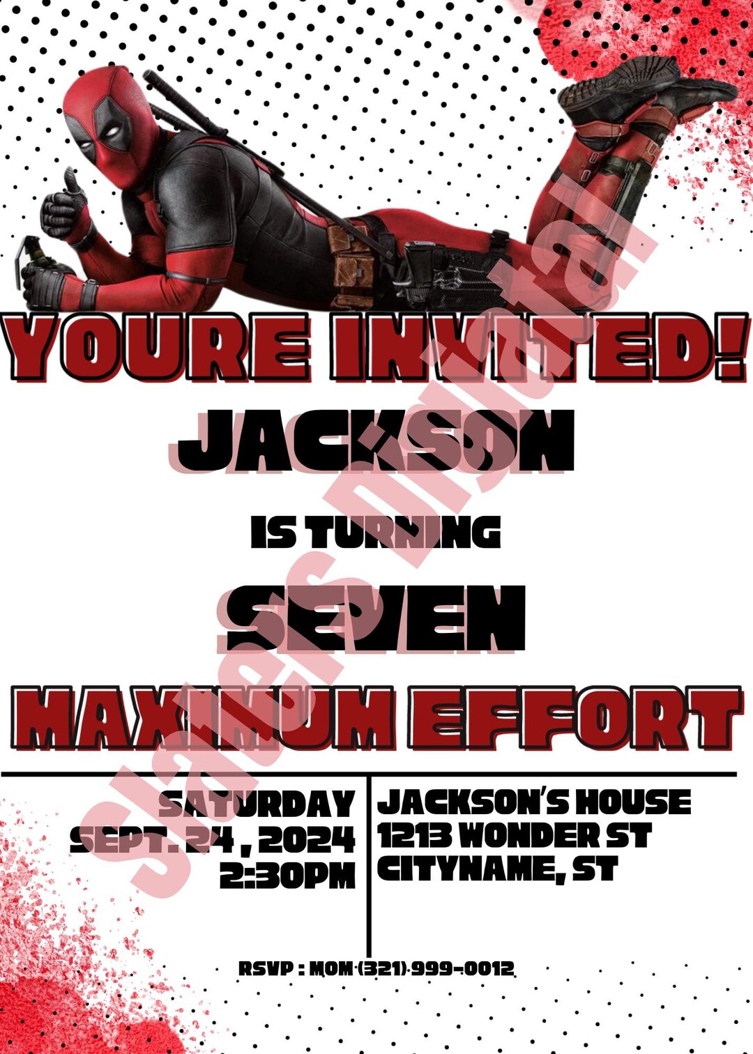 Instant Edit: Deadpool Printable Invitation - Etsy