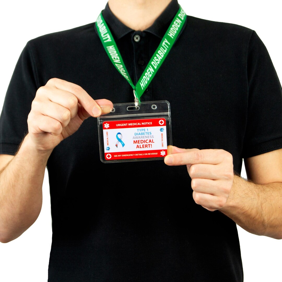 TYPE 2 Awareness Emergency Medical ID Card With Lanyard Credit Card ...