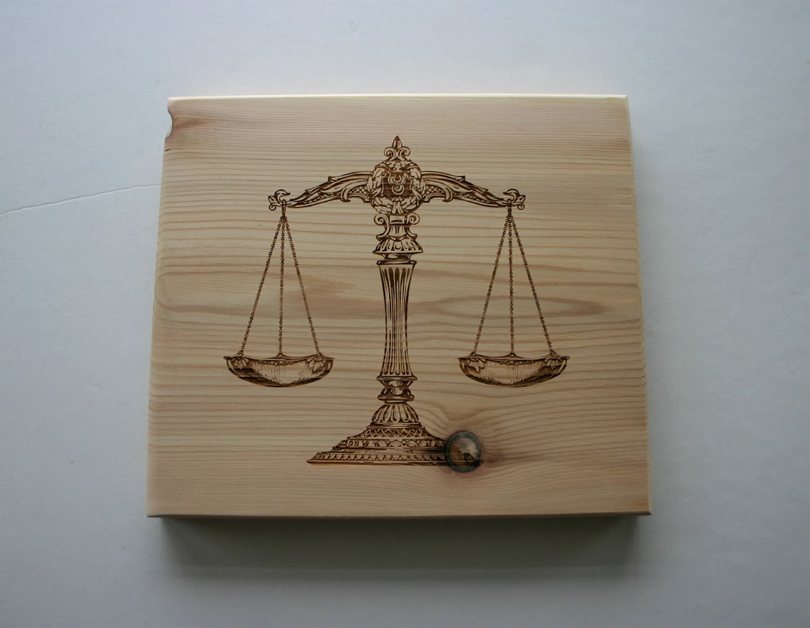 Scales of Justice Wood Sign Lawyer Judge Gift Engraved Wall | Etsy