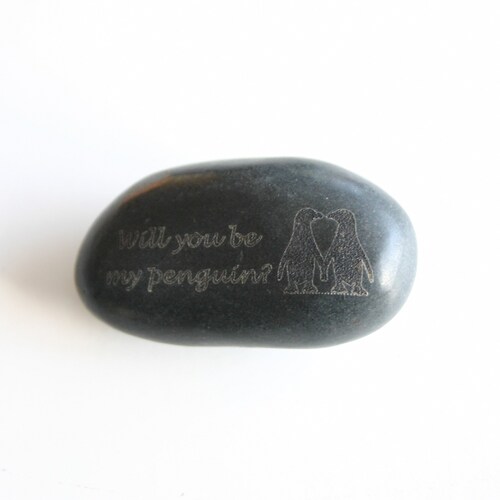 Will You Be My Penguin Penguins Etched Stone River Rock Worry - Etsy