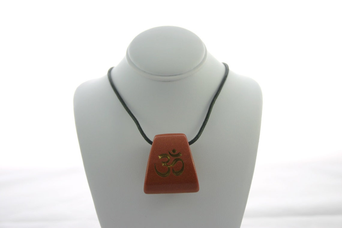 Om Aum Symbol Engraved Goldstone Ladder Gemstone - Etsy