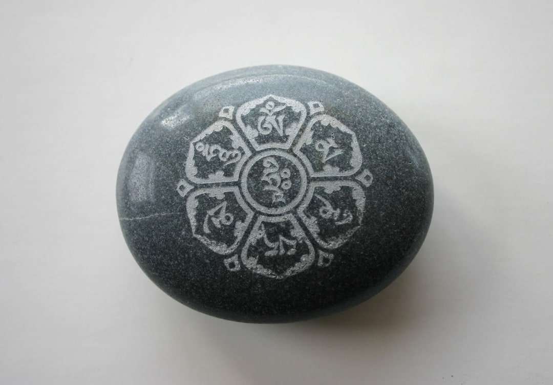 Om Mani Padme Hum Tibetan Script Engraved Stone Mantra Prayer - Etsy