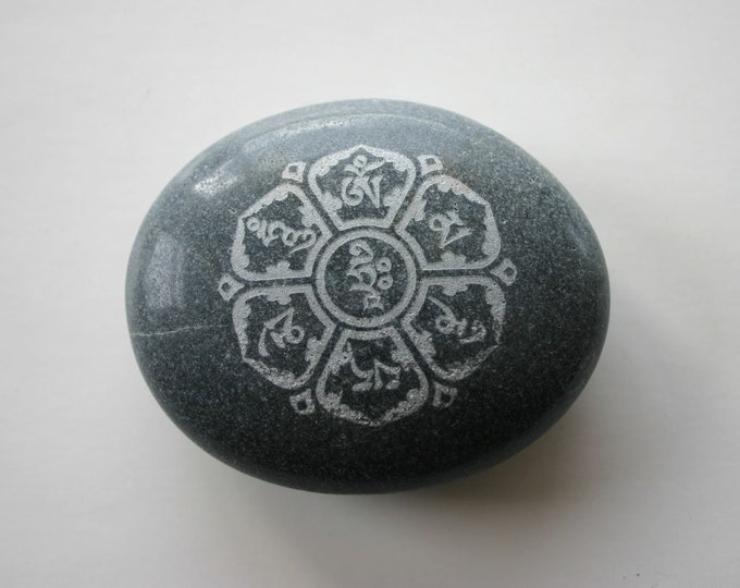 Om Mani Padme Hum Tibetan Script Engraved Stone Mantra Prayer - Etsy