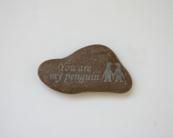 Will You Be My Penguin Penguins Etched Stone River Rock Worry Stone ...