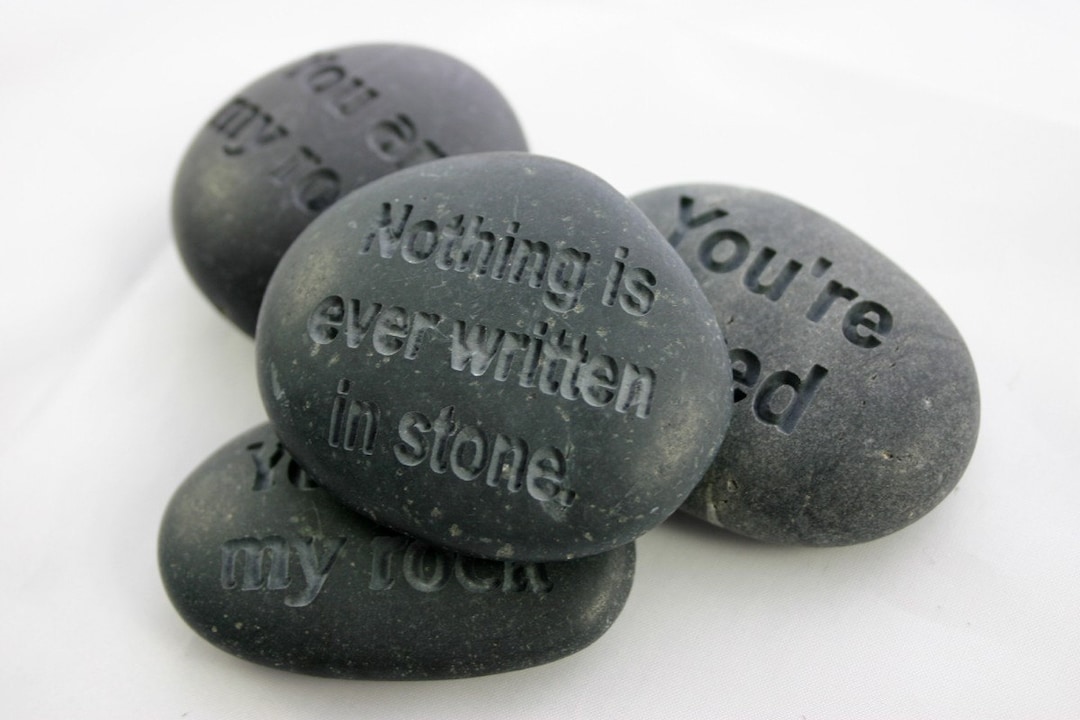 Custom Engraved Gray Stone Message Personalized Weddings Retirement - Etsy