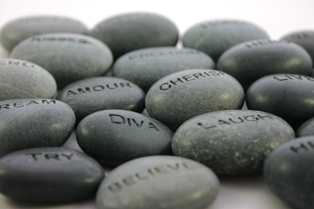 Custom Engraved Stone Worry Stone Engraving Set of 3 Stones - Etsy