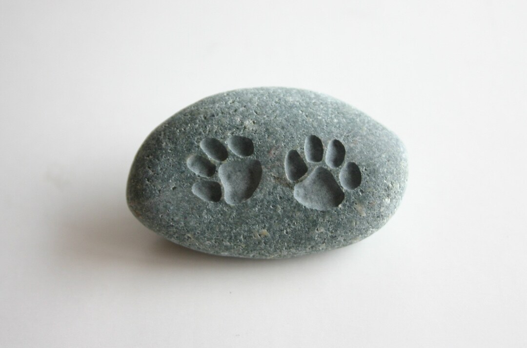 Paw Prints Engraved Stone Pet Paperweight Paws Worry Stone - Etsy