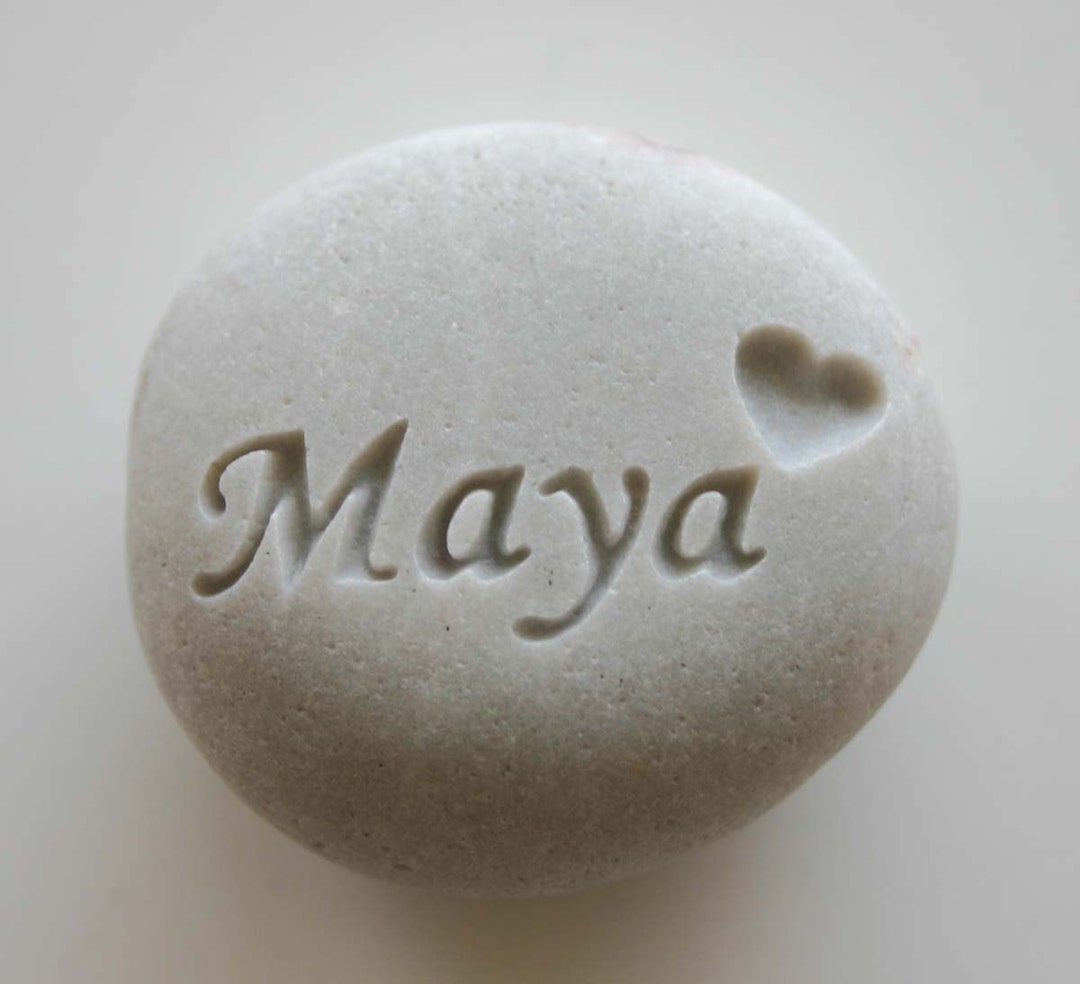 Custom Engraved Name Stone White Light Grey Heart Rock Weddings ...