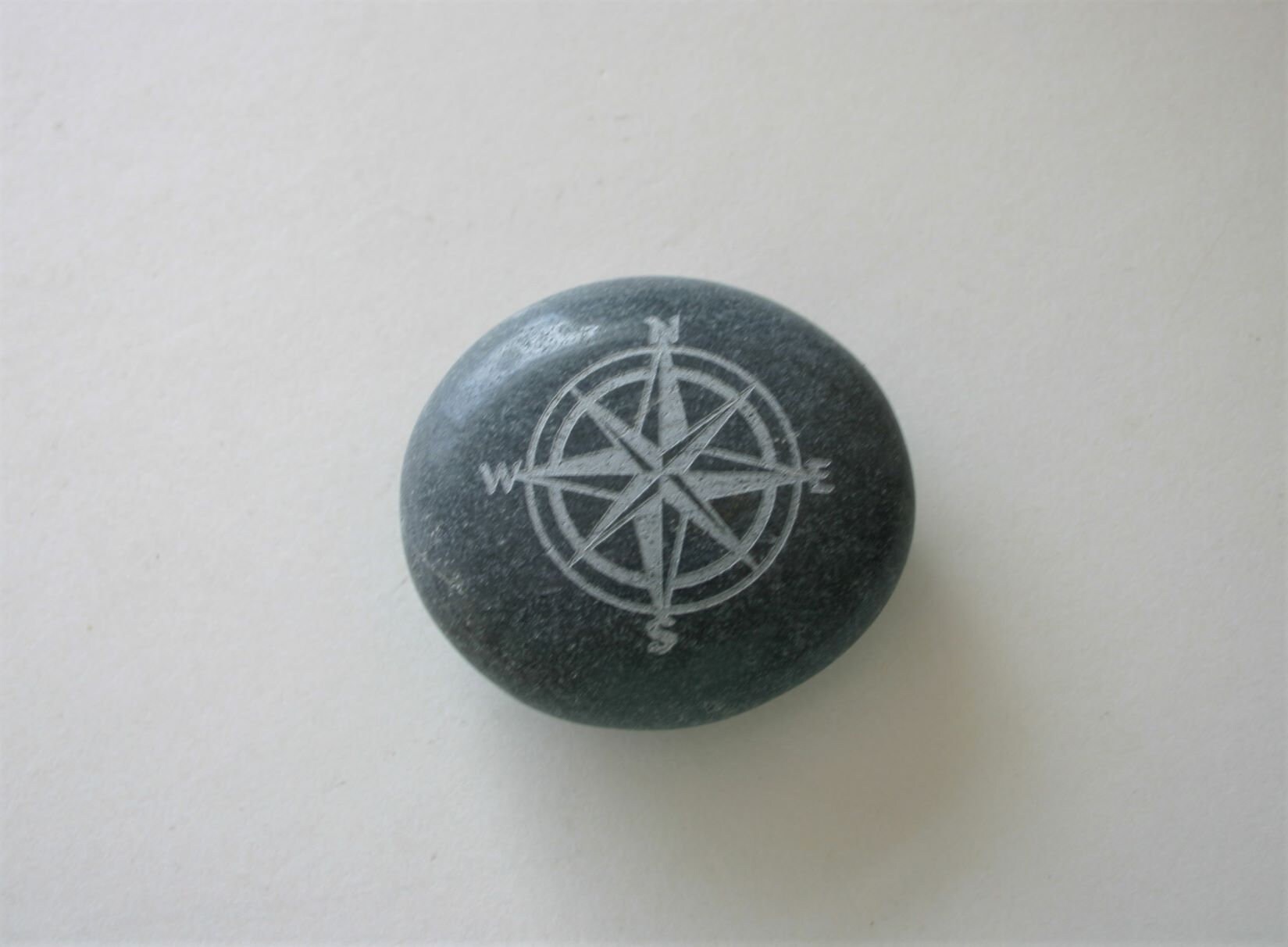 Compass Rose Engraved Stone Nautical River Rock Compass | Etsy