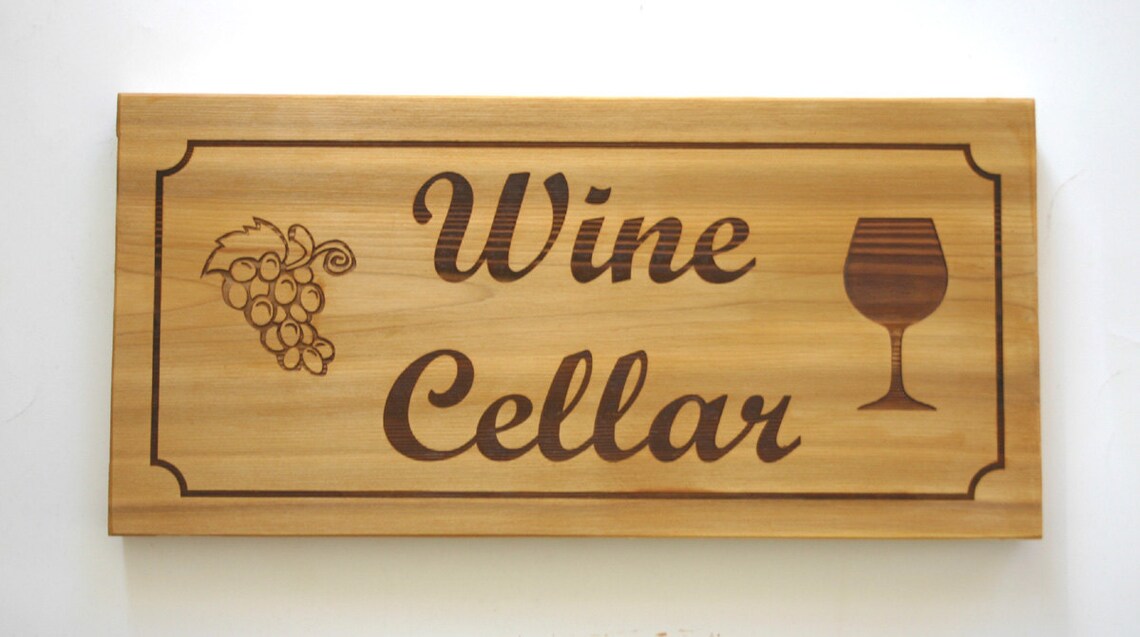 Wine Cellar Cedar Sign Engraved Wood Sign Winery Wine Tasting - Etsy