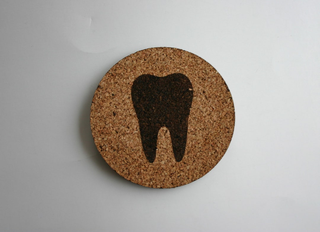 Tooth Cork Coasters Set of 4 Dentist Coasters Etched Cork - Etsy