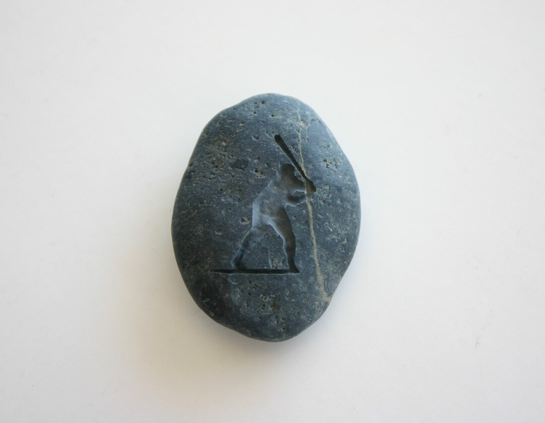 Baseball Player Engraved Stone Batter Ocean Pebble Worry Stone - Etsy