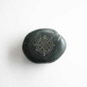 Compass Rose Engraved Stone Nautical River Rock Compass Paperwieght ...