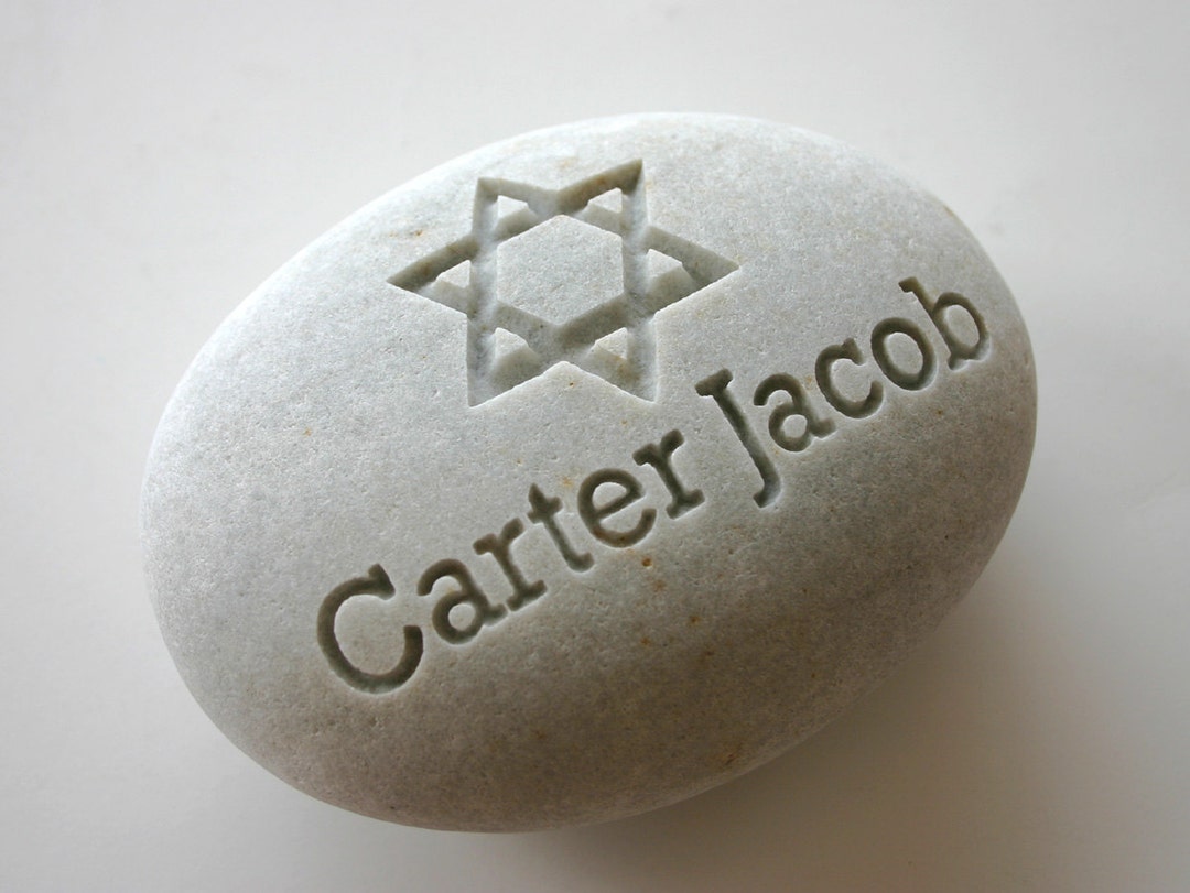 Custom Engraved Memorial White Stone Birth Stone Print Personalized ...