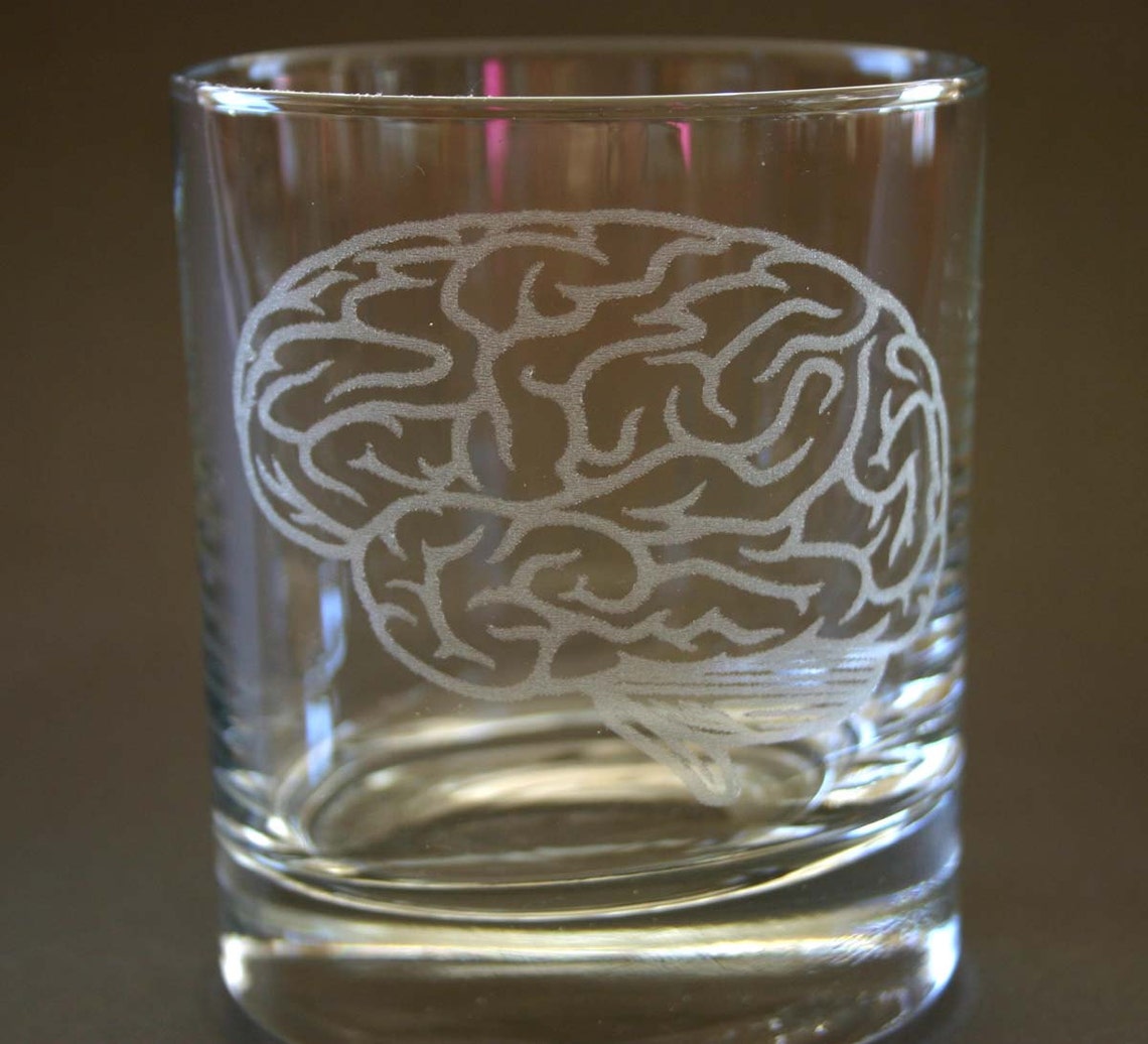 Brain Etched Rocks Glasses Engraved Brain High Ball Glass - Etsy